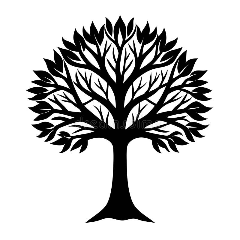 Beech Tree Silhouette Design Logo Stock Vector - Illustration of leaf ...