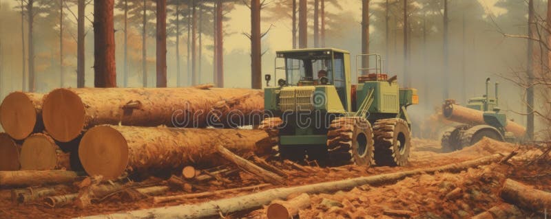 Beech Wood Logging Timber Wood Industry. Generative Ai Stock ...