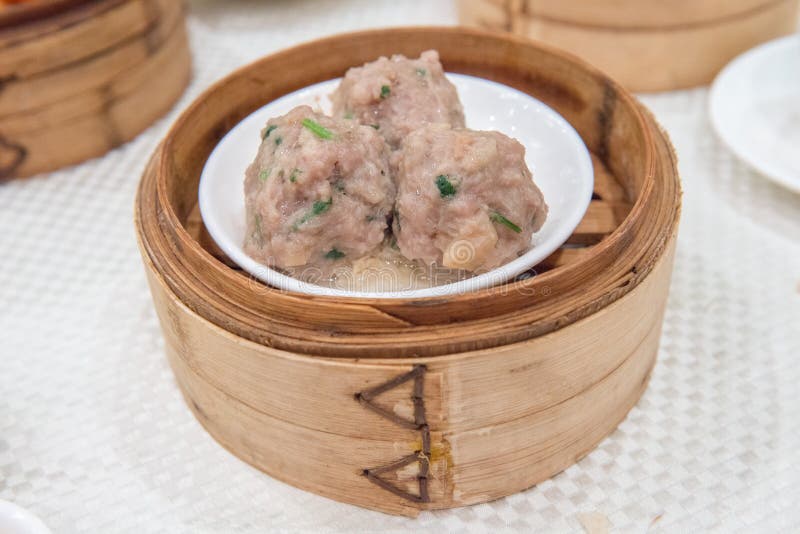 Beef Ball Dim sum stock photo. Image of bamboo, steam - 85065172
