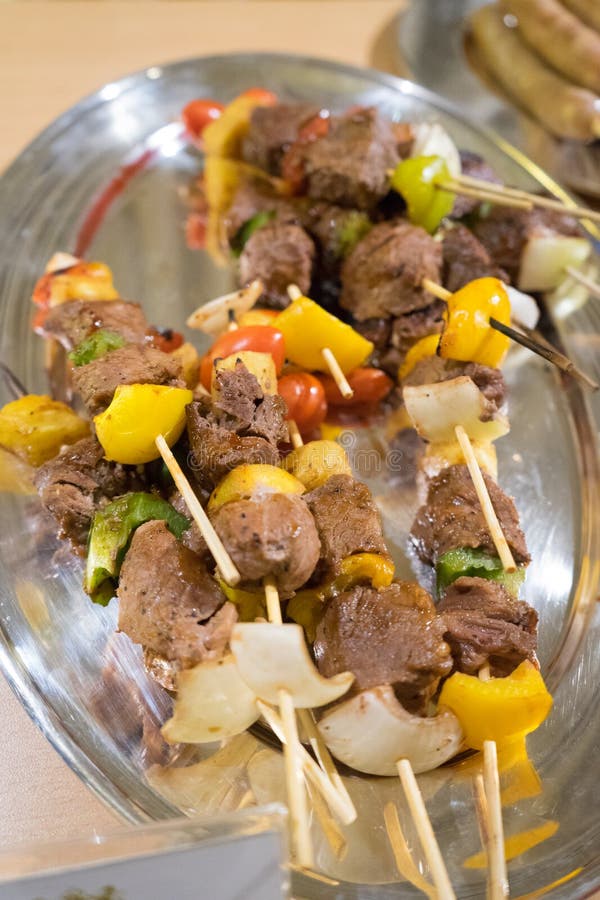 Beef bbq on the sticks stock photo. Image of meat, pepper - 124078432