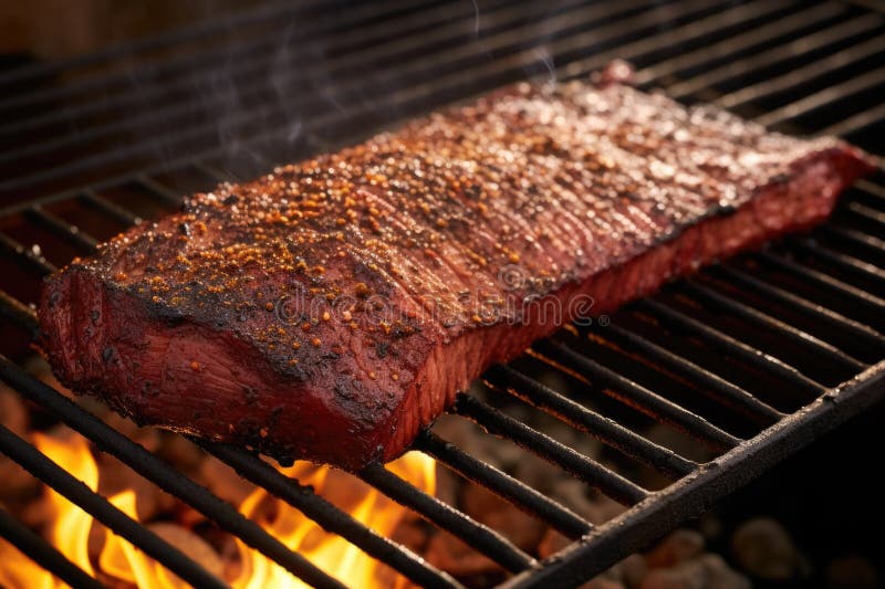 Beef Brisket on a Barbecue Grid Stock Illustration - Illustration of ...