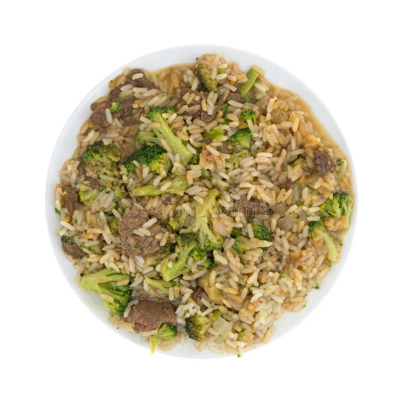 Beef Broccoli and Rice Dinner on a Plate Stock Photo - Image of diet ...