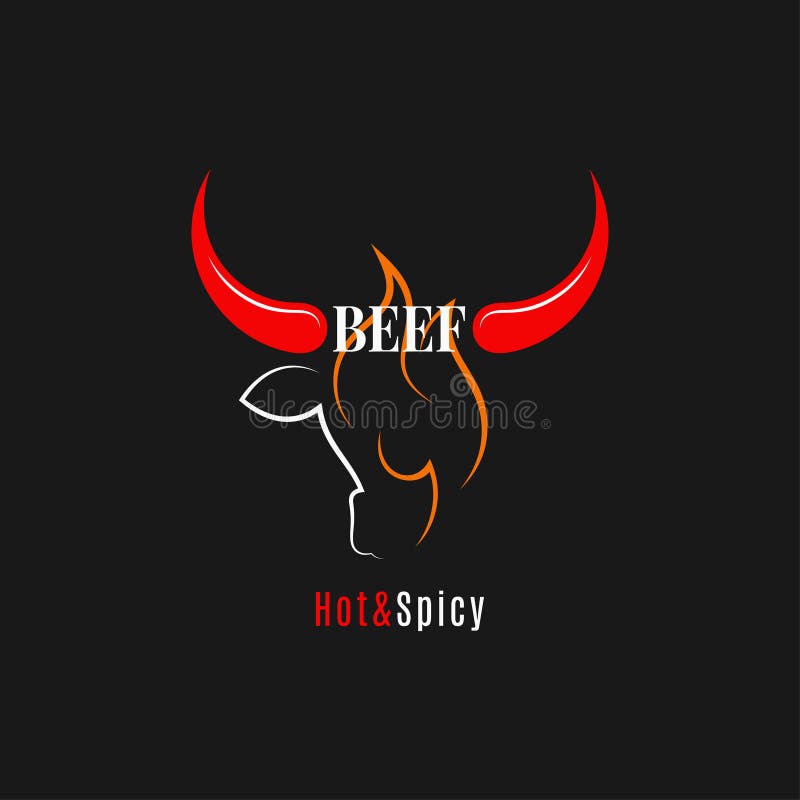 Beef Bull Logo. Hot Beef with Chili Pepper Stock Vector - Illustration ...