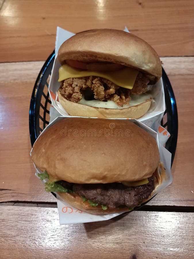 Beef Burger, Chicken Burger with Cheese Stock Image - Image of cheese ...