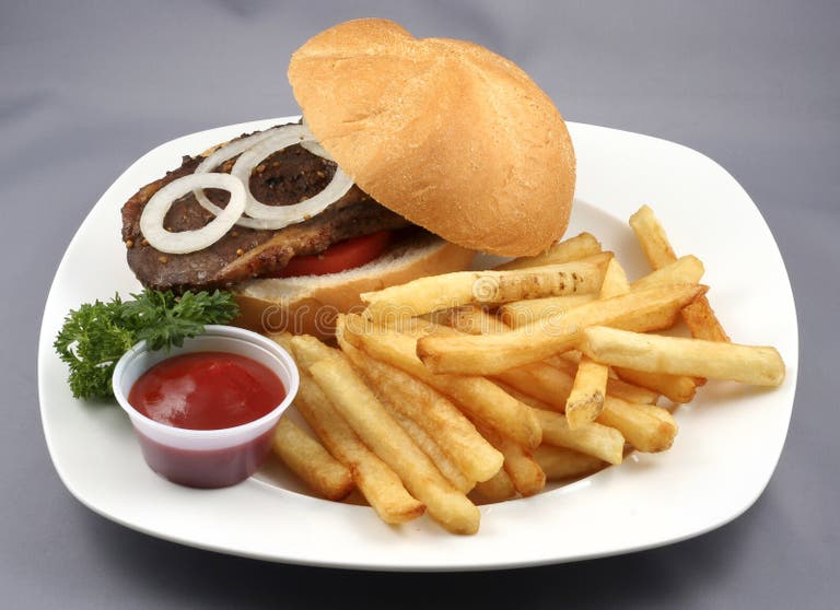 Beef burger combo stock photo. Image of burger, plate - 11179662