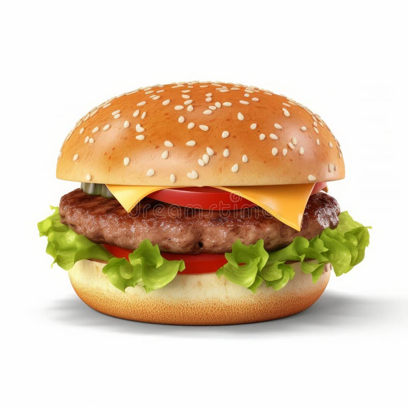Beef Burger Isolated. Illustration AI Generative Stock Illustration ...