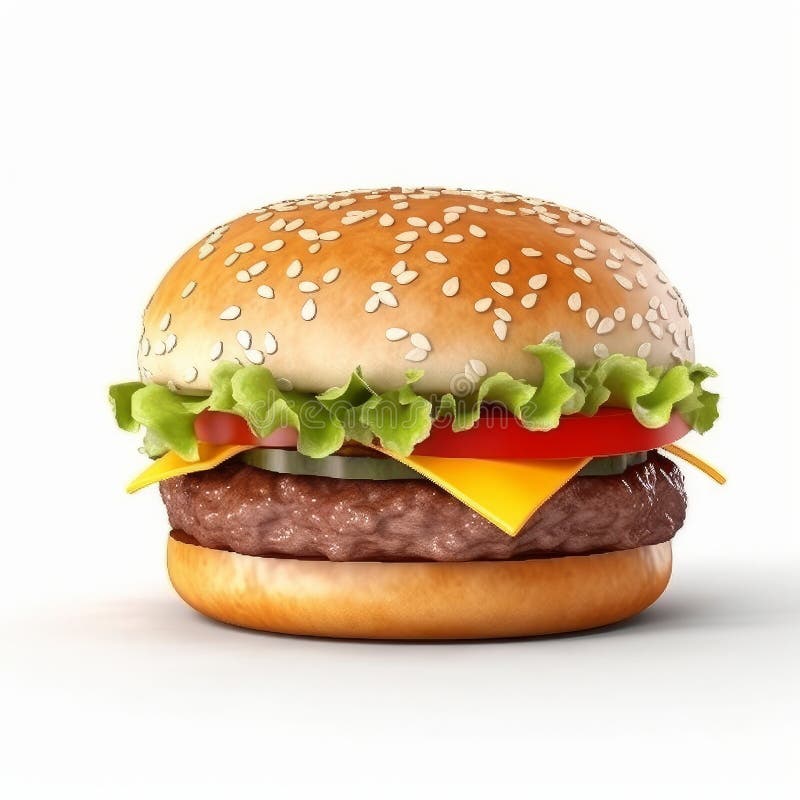 Beef Burger Isolated. Illustration AI Generative Stock Illustration ...
