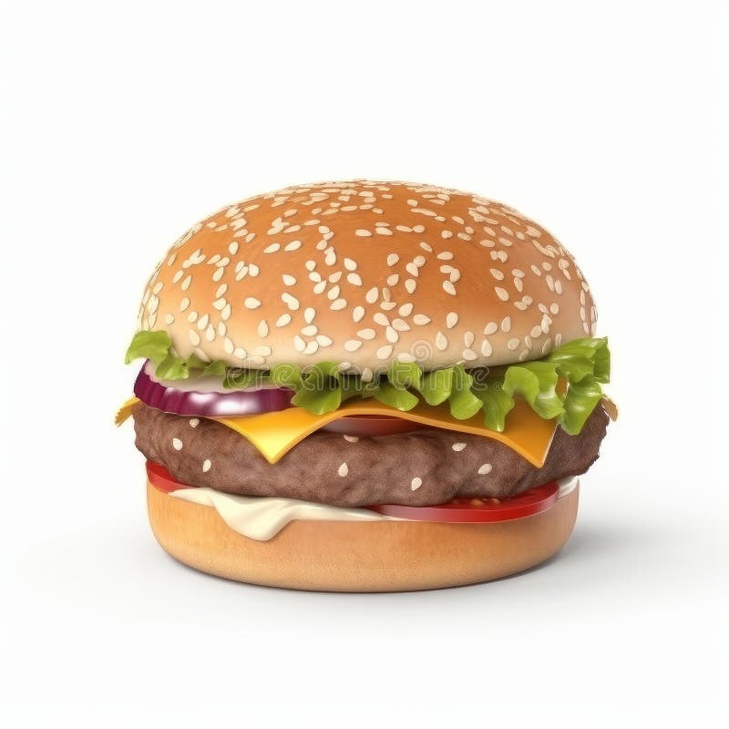Beef Burger Isolated. Illustration AI Generative Stock Illustration ...
