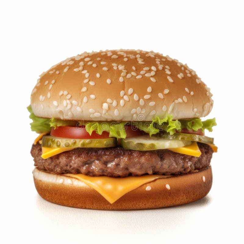 Beef Burger Isolated. Illustration AI Generative Stock Illustration ...