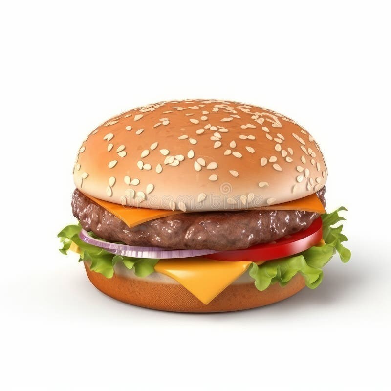 Beef Burger Isolated. Illustration AI Generative Stock Illustration ...