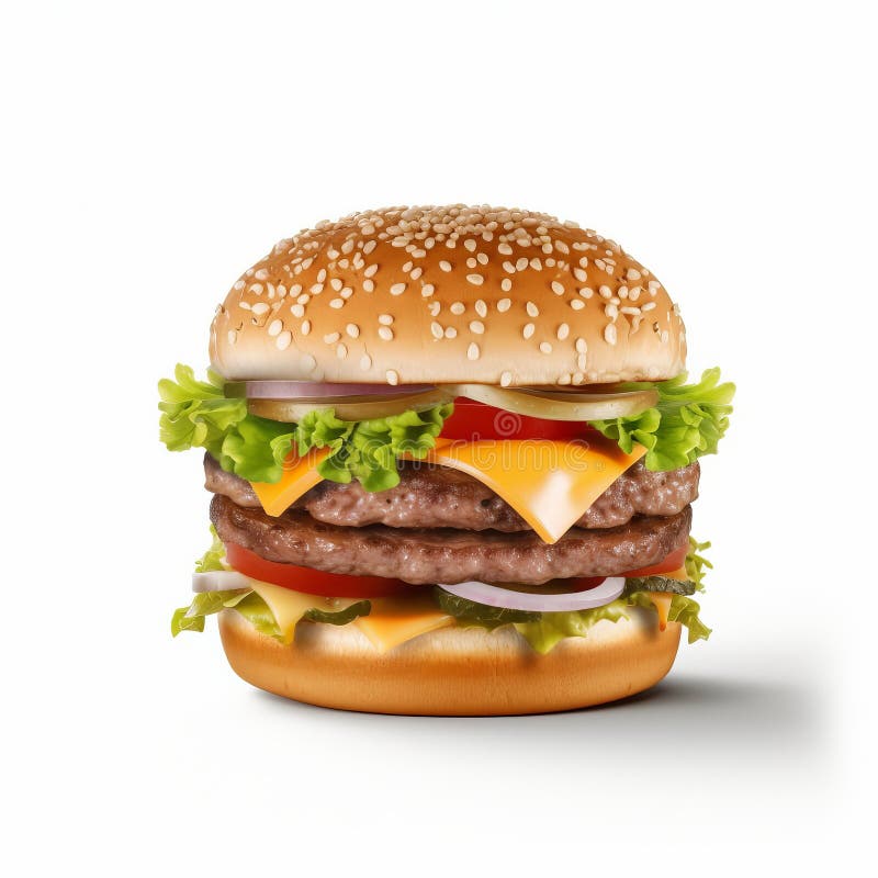 Beef Burger Isolated. Illustration AI Generative Stock Illustration ...