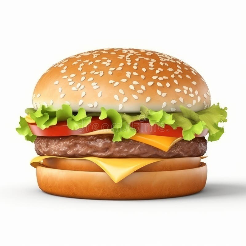Beef Burger Isolated. Illustration AI Generative Stock Illustration ...