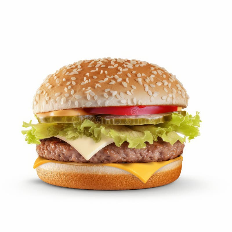 Beef Burger Isolated. Illustration AI Generative Stock Illustration ...