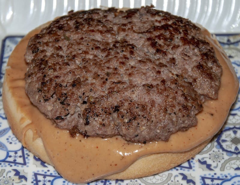 Healthy Beef Burger in Preparation Process Stock Image - Image of ...