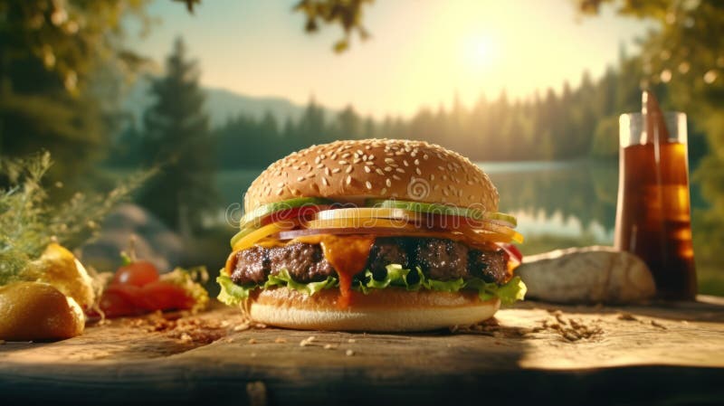 Beef Burger on Natural Background Stock Photo - Image of lettuce, meat ...