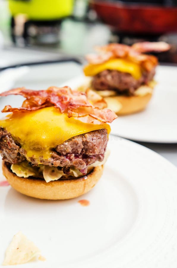 Beef burger preparation stock photo. Image of mayonaise - 49159618