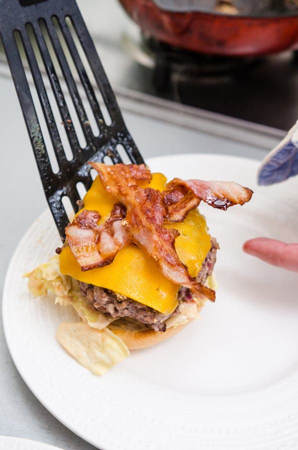 Beef burger preparation stock image. Image of american - 49159799