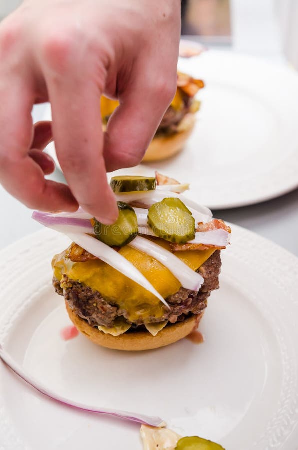 Beef burger preparation stock photo. Image of home, ketchup - 49159800