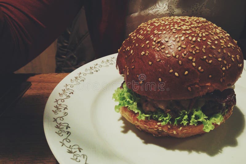 Beef Burger In A Restaurant Picture. Image: 100885279