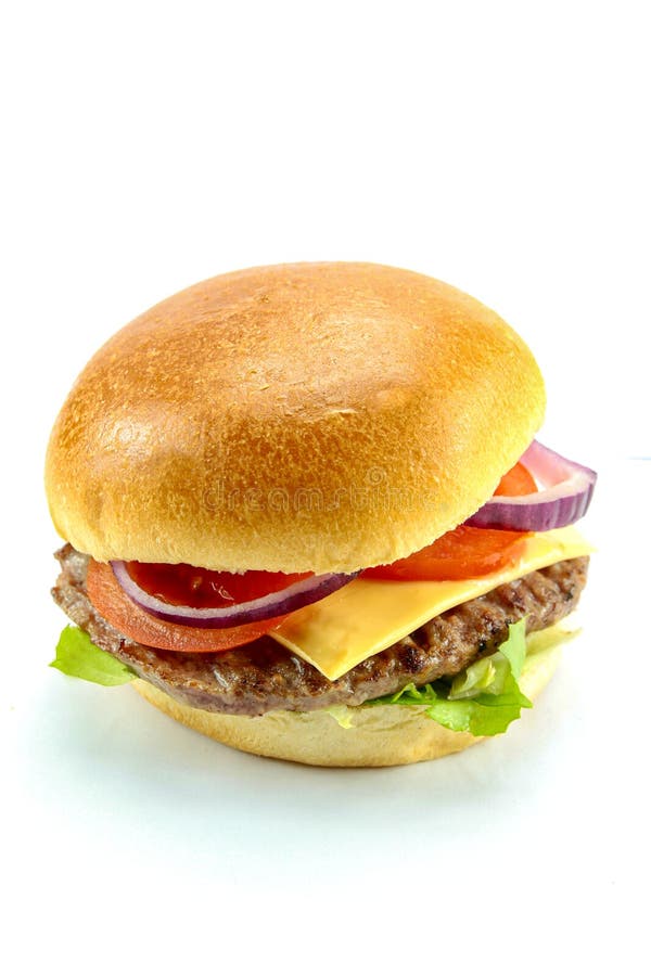 Beef burger on a plate stock photo. Image of salad, isolated - 182356814