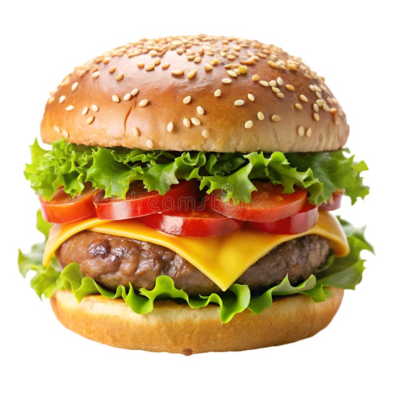 Beef Burger on White Background Stock Illustration - Illustration of ...