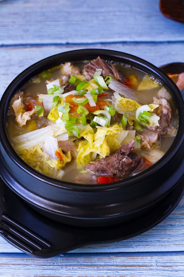 Beef and Cabbage Stew in Korean Stone Pot Stock Photo - Image of food ...