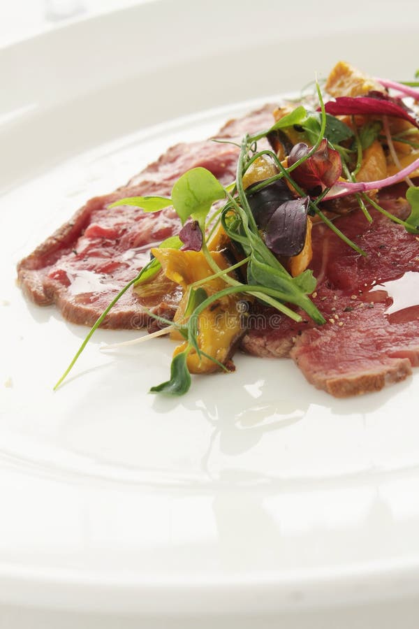Beef Carpaccio Plated Starter Stock Photo - Image of dining, rare: 61846914