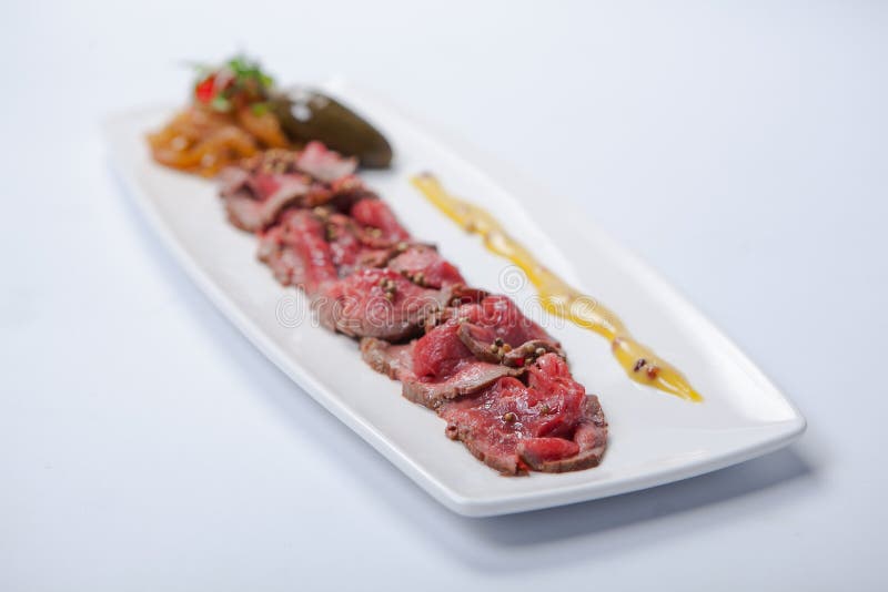 Beef Carpaccio with Sauce and Vegetables. Stock Image - Image of fillet ...