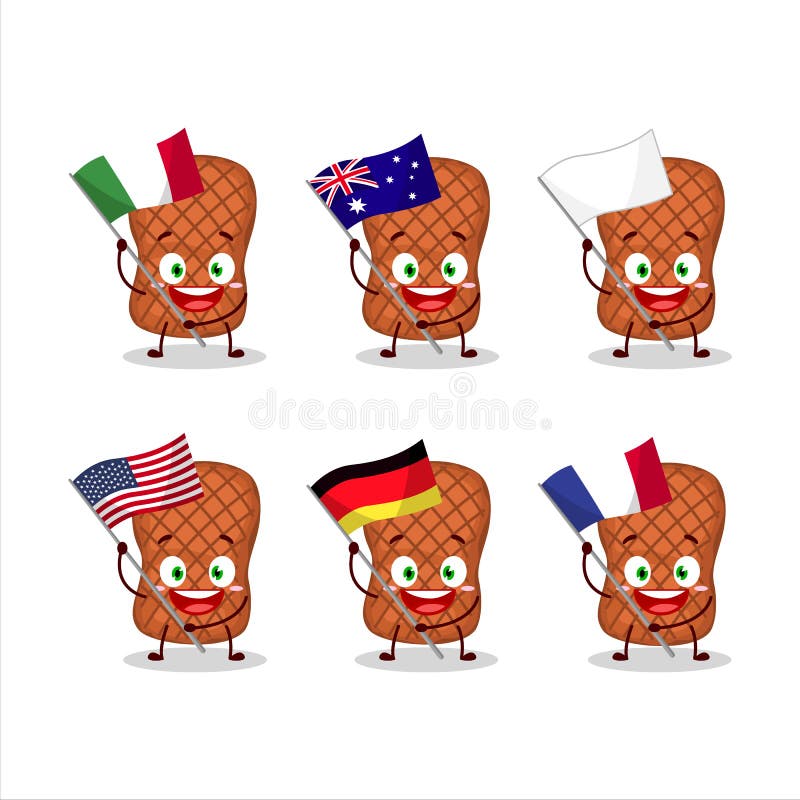 Beef Cartoon Character Bring the Flags of Various Countries Stock ...