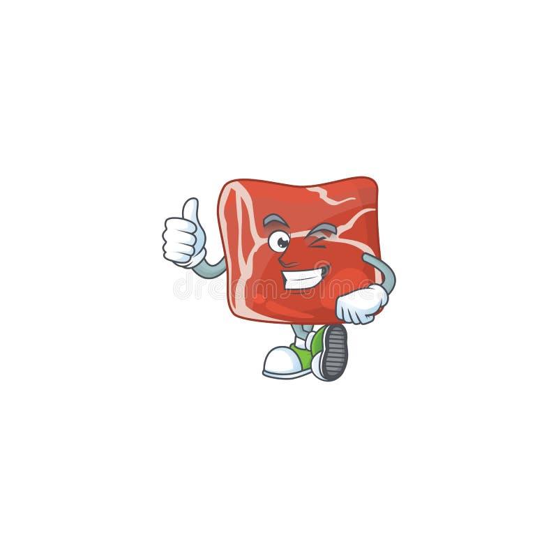 Beef Cartoon Character Making Thumbs Up Finger Stock Vector ...