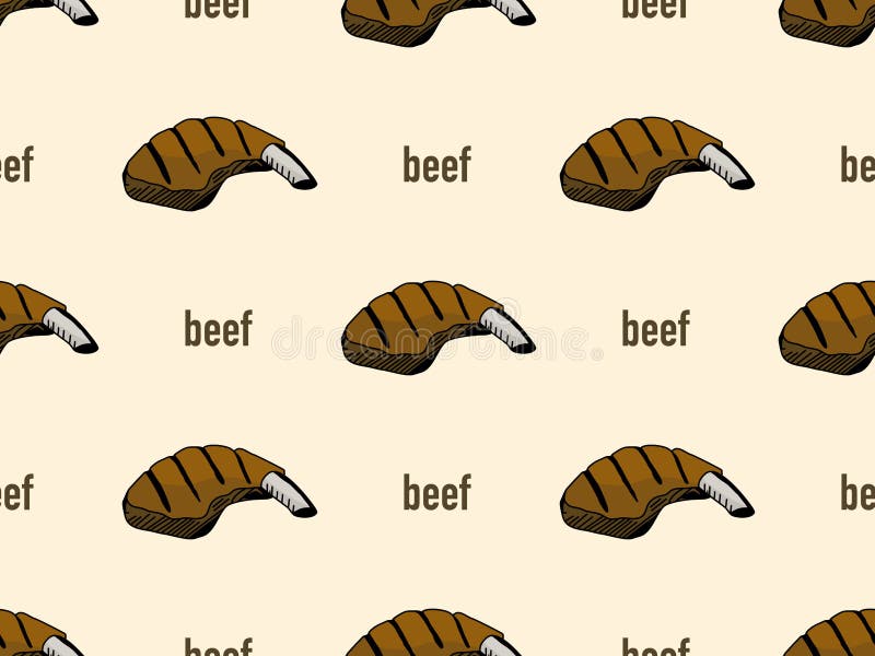Beef Seamless Pattern on Orange Background Stock Vector - Illustration ...