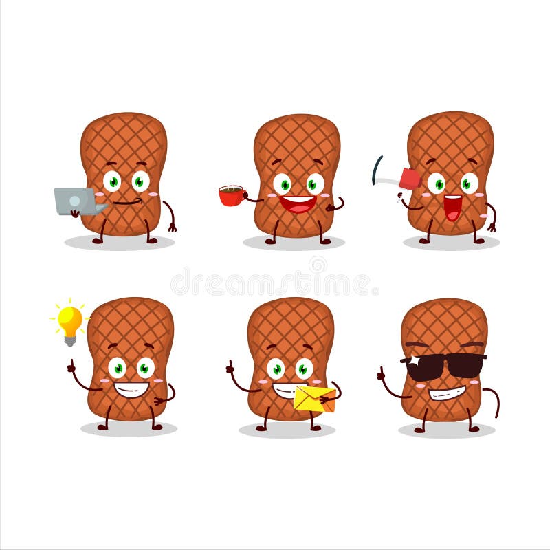 Beef Cartoon Character with Various Types of Business Emoticons Stock ...