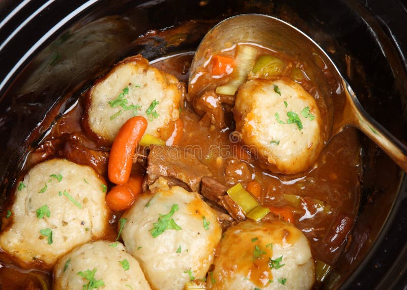 Beef Casserole with Dumplings Stock Image - Image of vertical, sauce ...