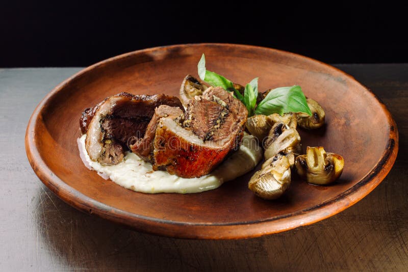 Beef in champignon sauce. stock image. Image of champignons - 109212907