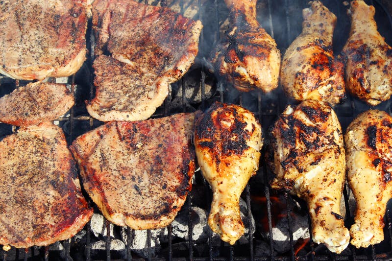 Beef and chicken barbecue stock image. Image of cooking - 30323907