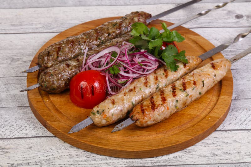 Beef and chicken kebab stock image. Image of barbeque - 197644357