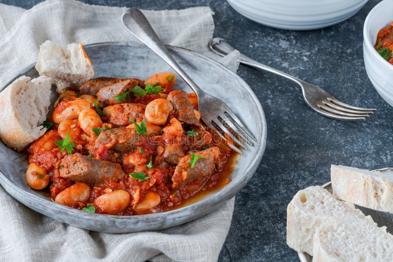 Beef Chipolatas and Bean Casserole Stock Image - Image of sausage ...