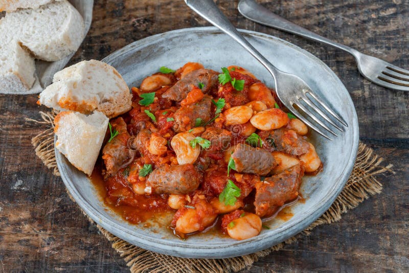 Beef Chipolatas and Bean Casserole Stock Image - Image of food ...