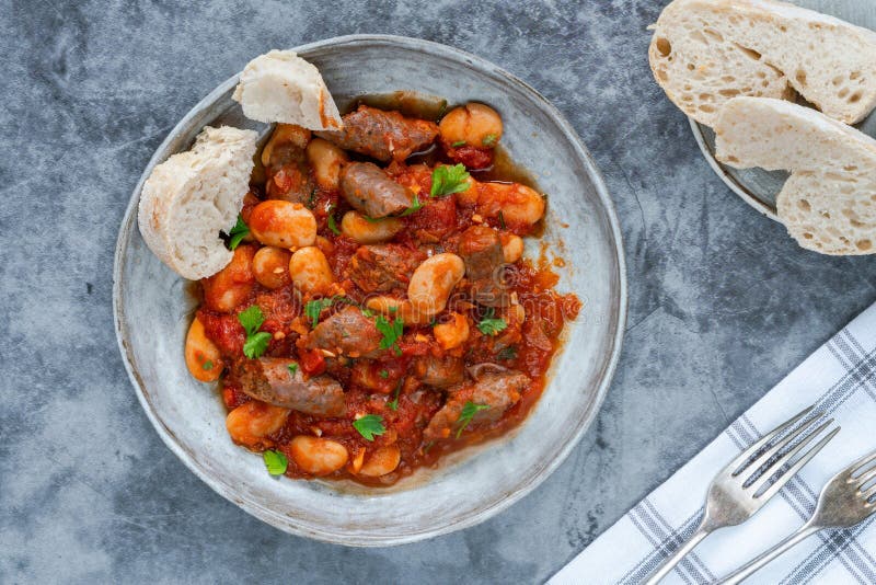 Beef Chipolatas and Bean Casserole Stock Photo - Image of chipolatas ...