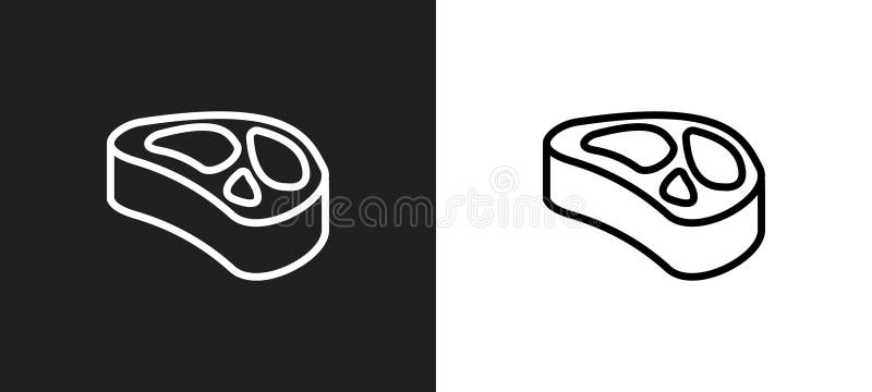 Beef Chop Outline Icon in White and Black Colors. Beef Chop Flat Vector ...