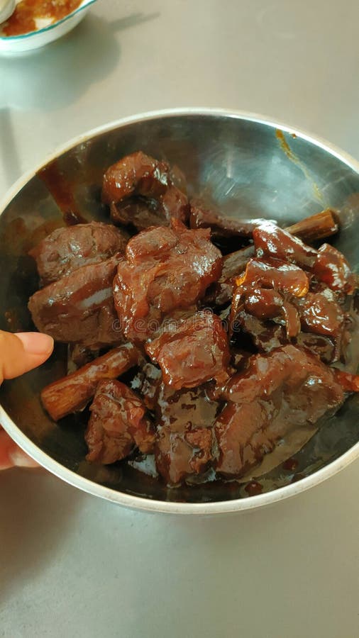 Beef cooked with soy sauce stock photo. Image of seafood - 380543622