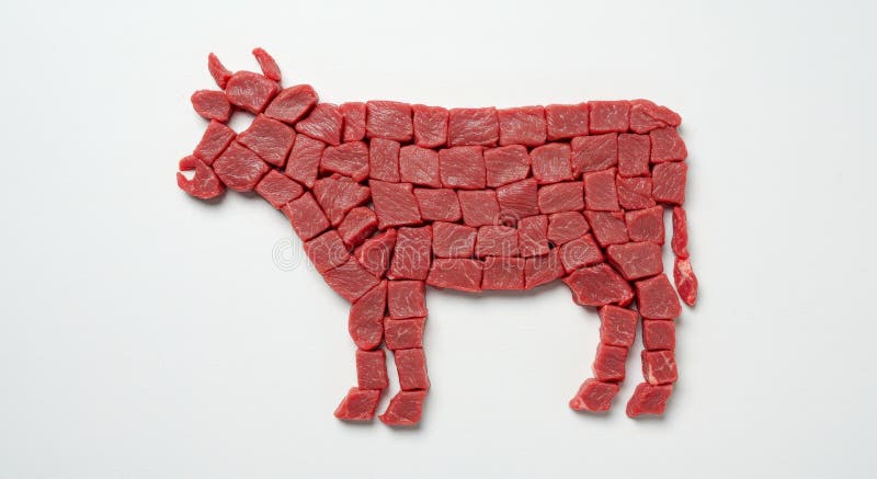 Beef Cow Mosaic a Cow Shaped Mosaic Created Using Pieces of Raw Beef ...