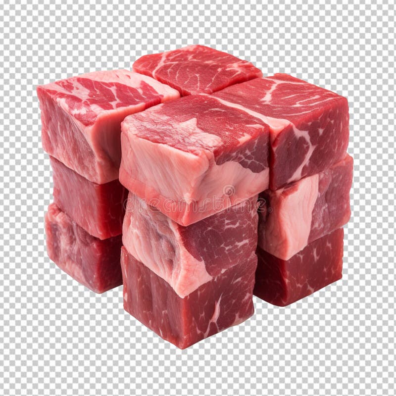 Beef Cube Isolated on Transparent Background Stock Image - Illustration ...