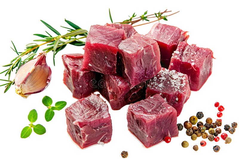 Beef Cubes Isolated on Transparent Background Stock Illustration ...