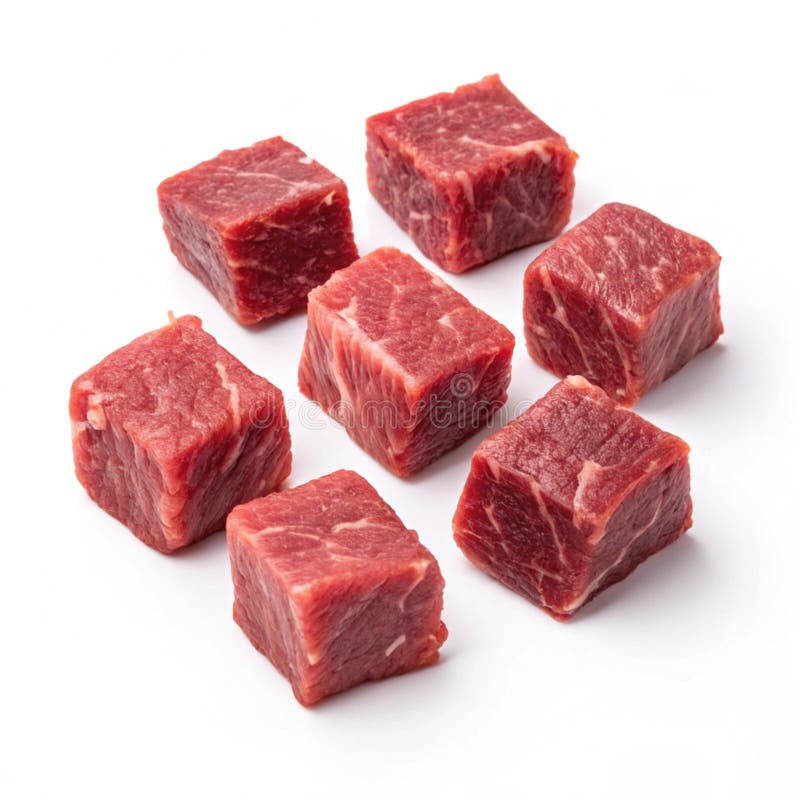 Beef Cubes Isolated on White Background Stock Illustration ...