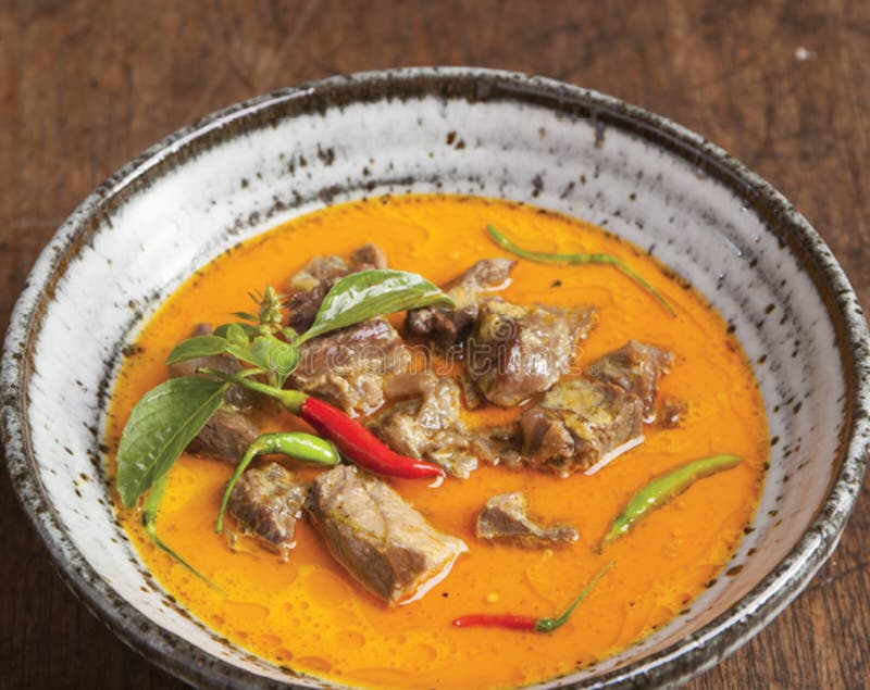 Beef Curry with Bird-chilli Served with Roti Stock Photo - Image of ...