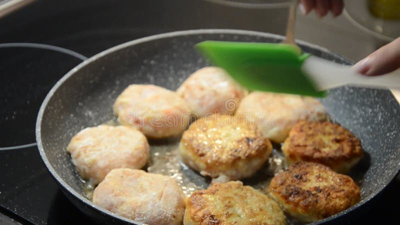 Beef Cutlets Fried on Both Sides in a Frying Pan Stock Video - Video of ...