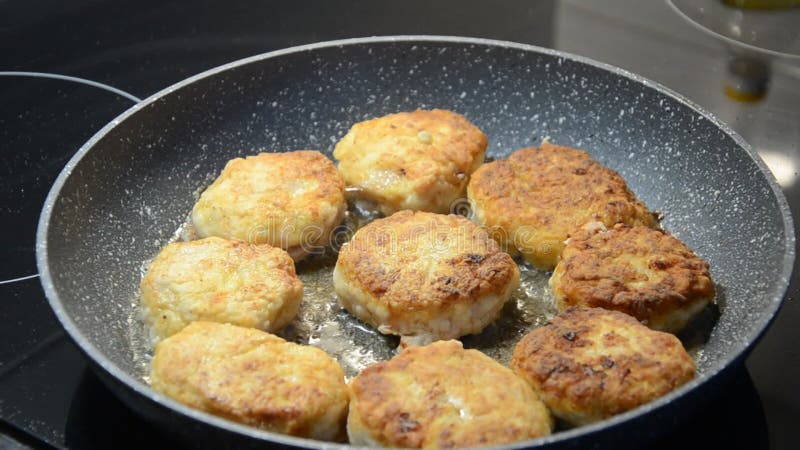 Beef Cutlets Fried on Both Sides in a Frying Pan Stock Footage - Video ...