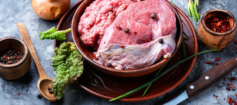 Beef and farce stock image. Image of herb, table, fresh - 145634319