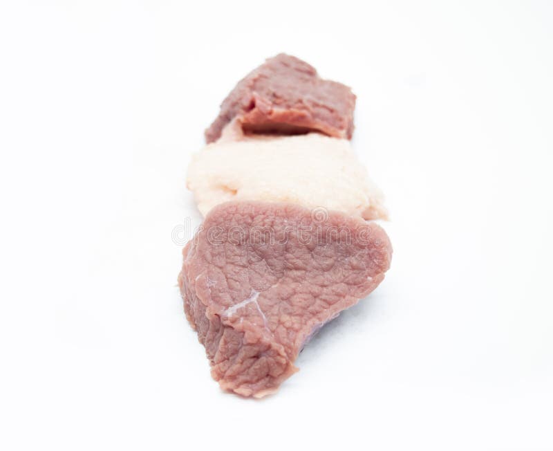 Beef Fat and Beef Meat Isolate on White Stock Photo - Image of steak ...